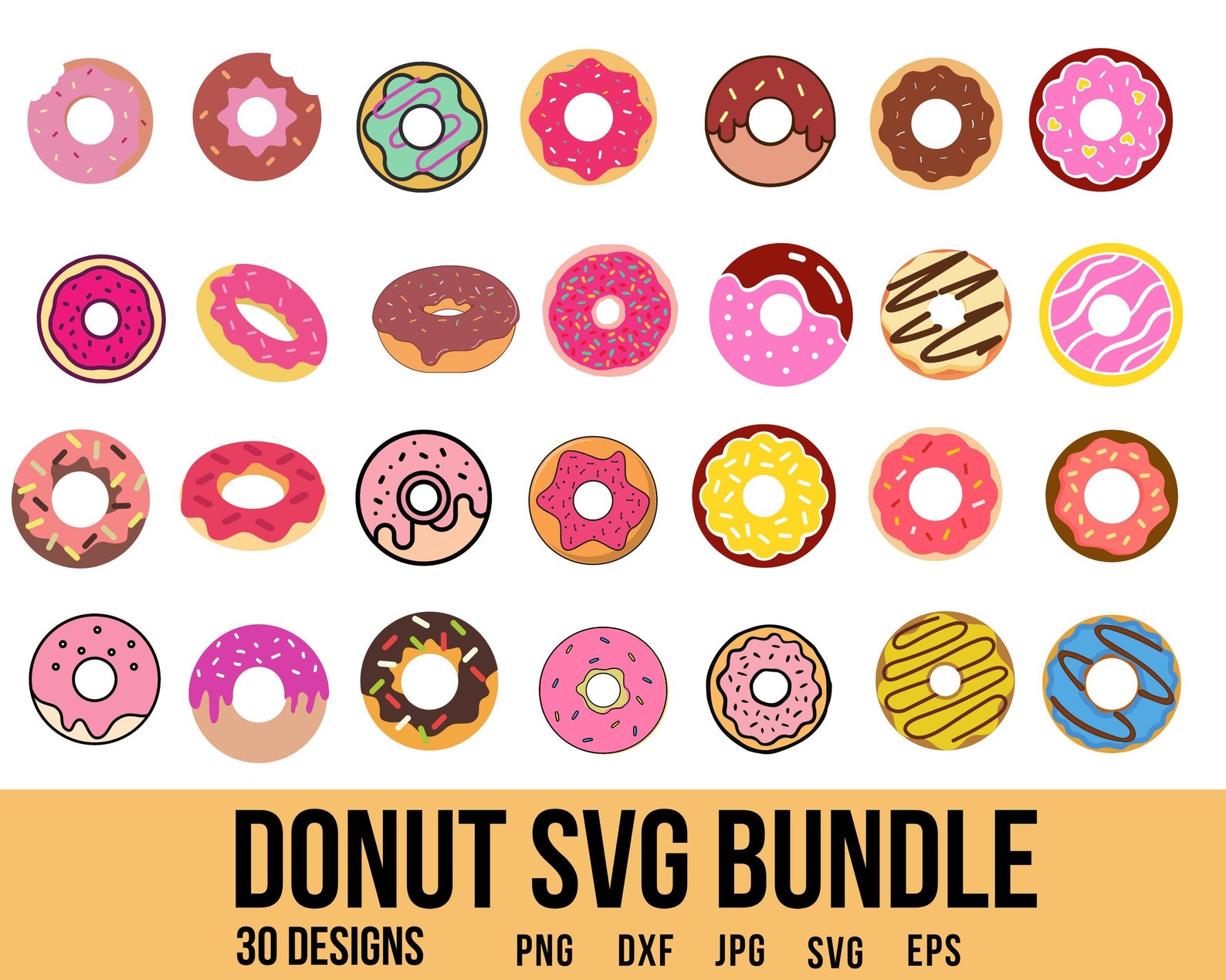 Donut Svg donut Clipart pink Donuts Svg donuts Svg sweets - Etsy
