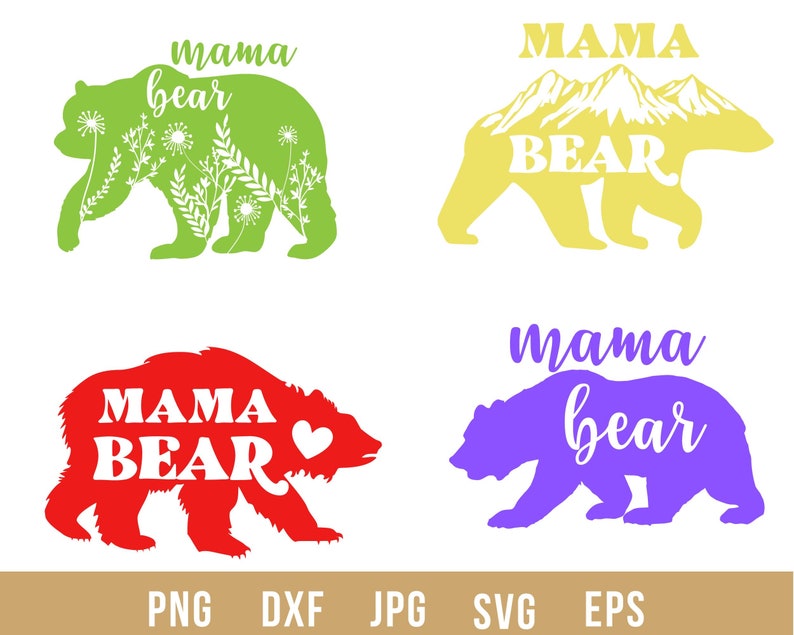 Mama Bear Svg Papa Bear Svg Mommy Svg Bear Silhouette Mom - Etsy