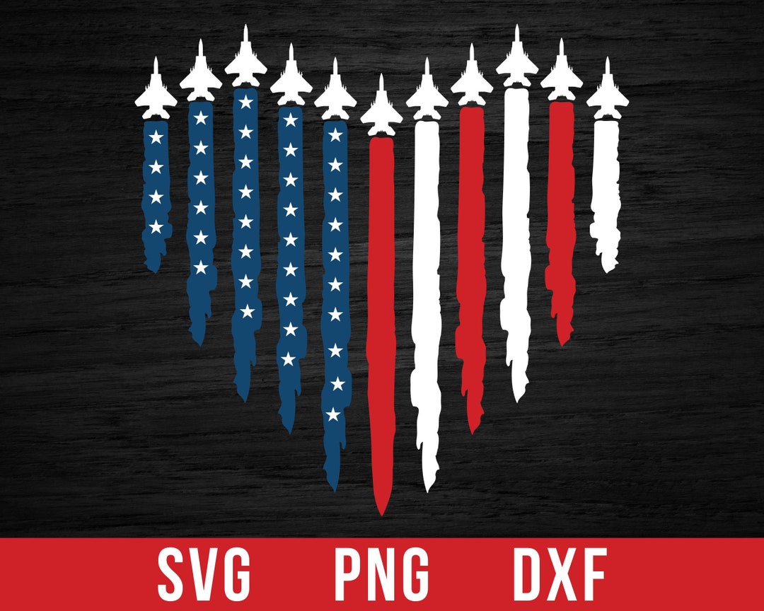 Jet Fighter American Flag Heart Svg, Airforce Flyover Svg, Fourth of ...