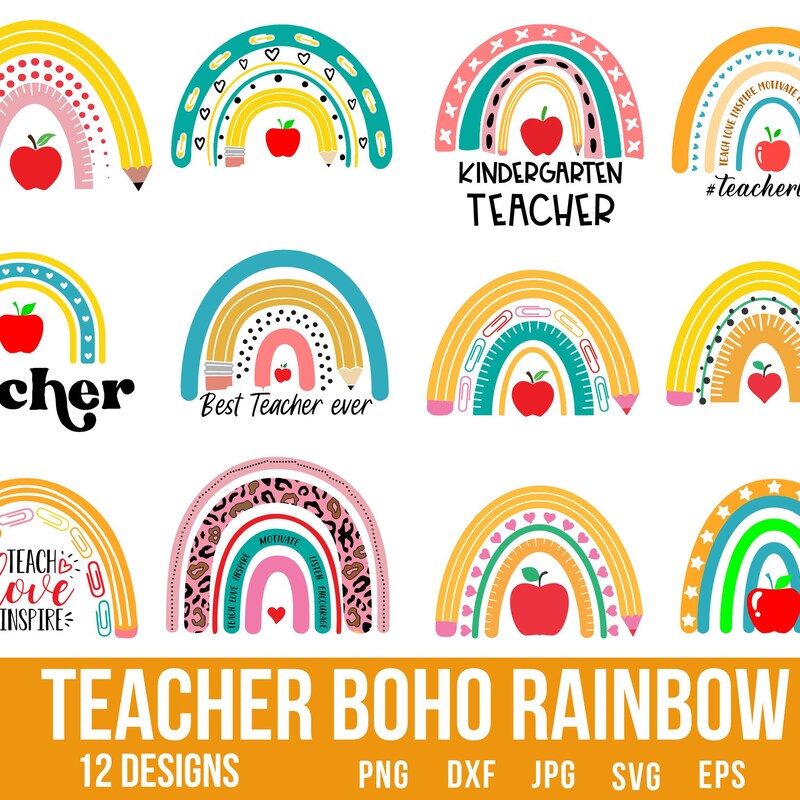 Rainbow Teacher Svg - Etsy