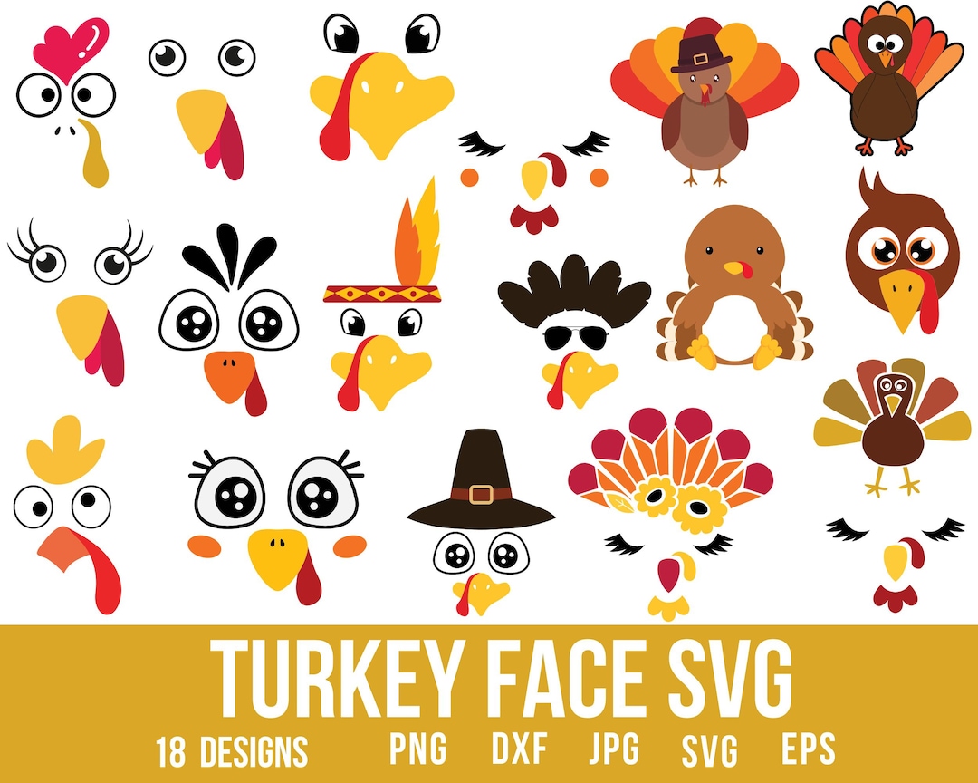 18 Bundle Turkey Face Svg, Turkey Svg, Turkey Png, Turkey Shirt Svg ...