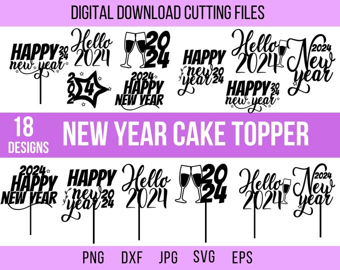 Feliz año nuevo 2025 Cake topper archivo digital. Happy new year cake ...