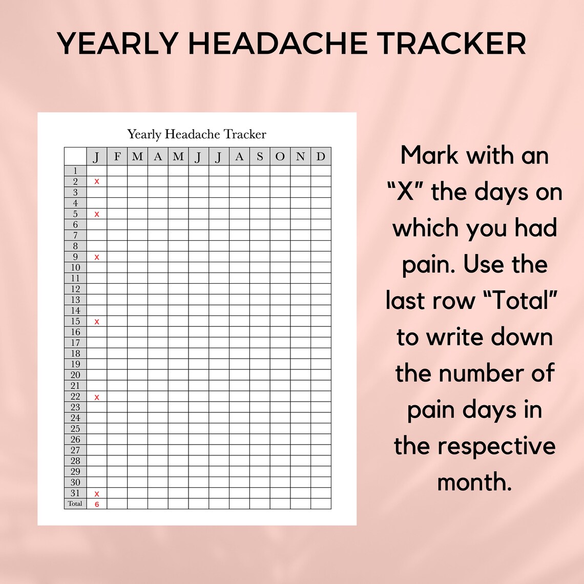 Printable Migraine Tracker, Headache Journal, Migraine Log, US Letter ...
