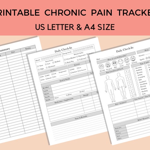 Printable Chronic Pain Tracker Daily Pain Journal Pain Log - Etsy