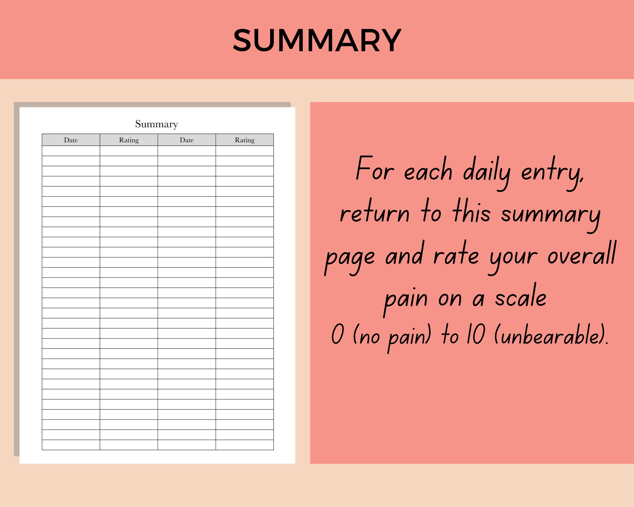 Printable Chronic Pain Tracker, Daily Pain Journal, Pain Log ...