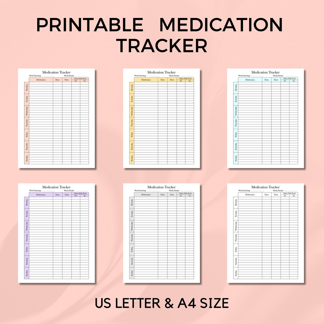Printable Medication Tracker, Medication & Supplements Log, US Letter ...