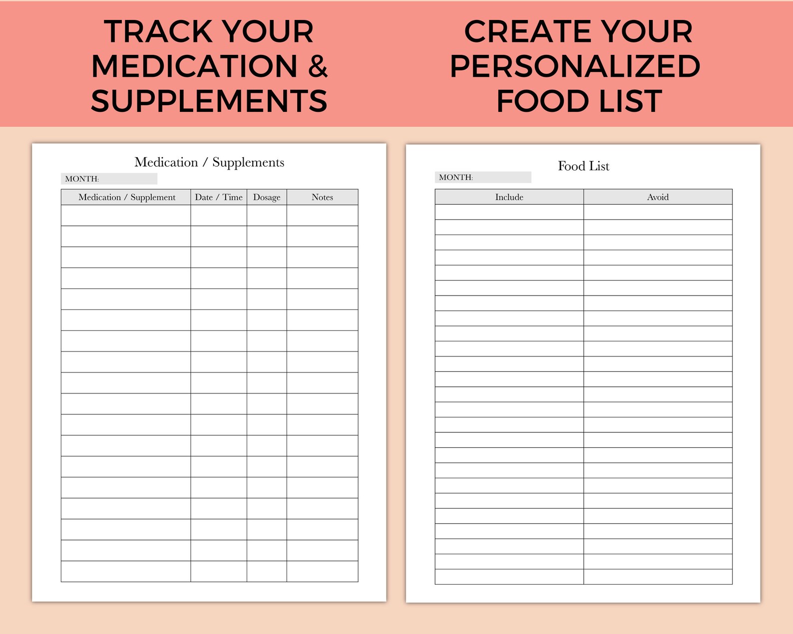Printable Food Sensitivity Journal, Food Symptoms Tracker, IBS, US ...