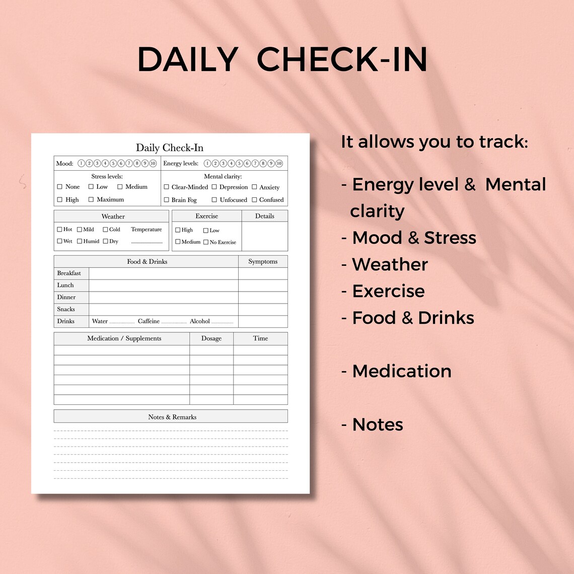 Printable Chronic Pain Tracker, Daily Pain Journal, Pain Log ...