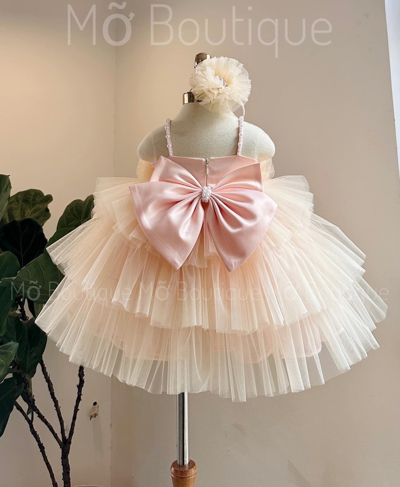 Handcrafted Tulle Baby Dress: Flower & Pearl Details, Special Occasion ...