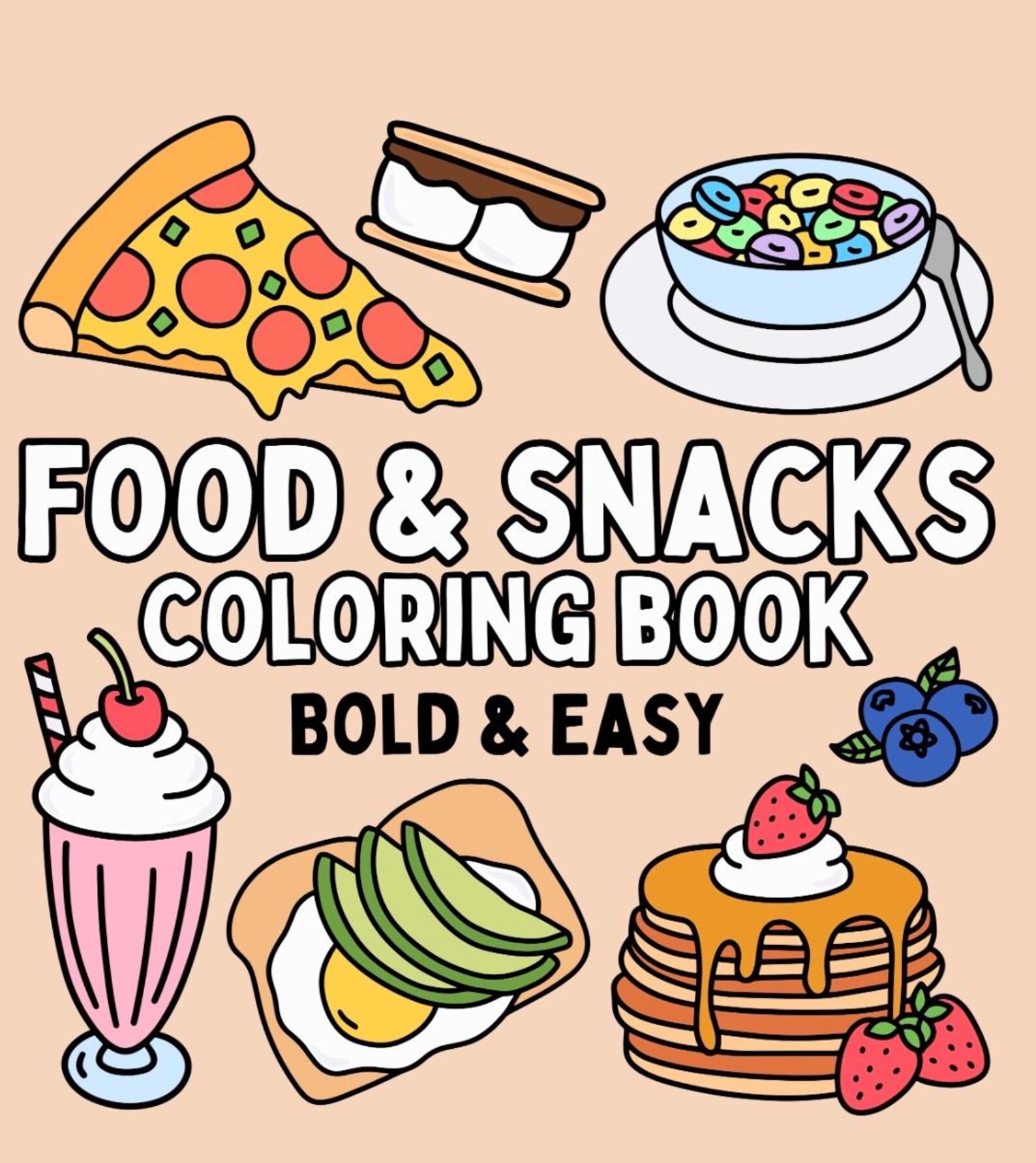 Food & Snack Digital Coloring Book – Fun Kawaii Food Pages for All Ages ...