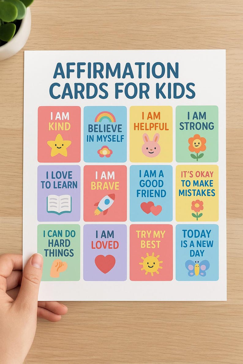 Printable Kids Affirmation Cards | Positive Mindset Flashcards for ...