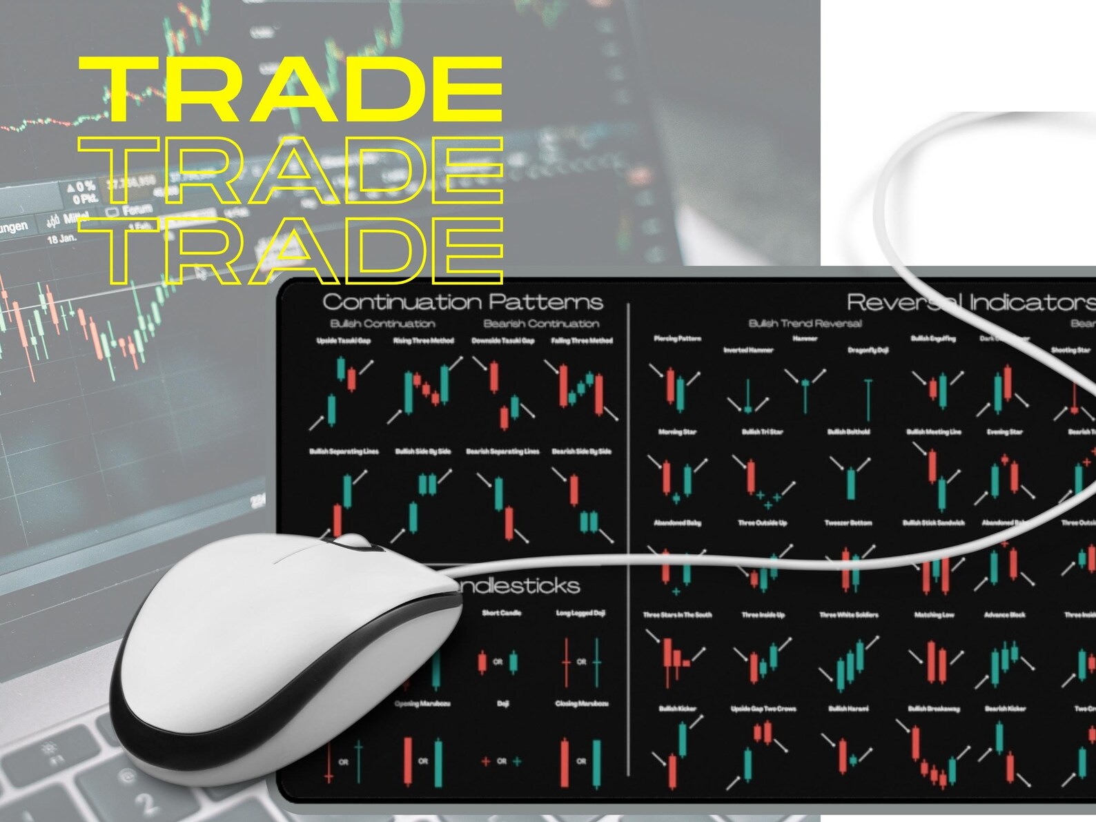 Technical Analysis Candlestick Chart Patterns Desk Mat. Candlestick ...