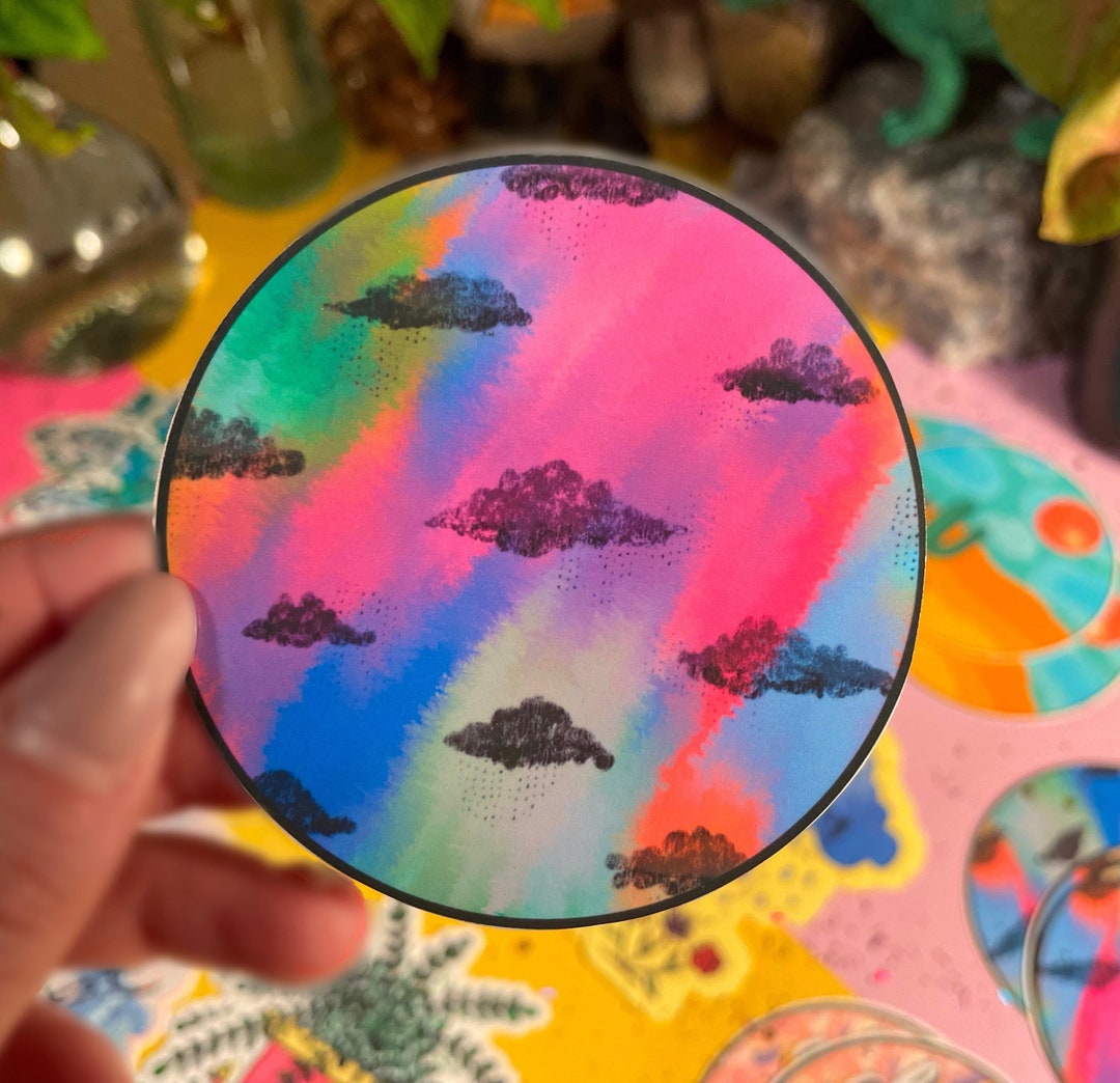 Rainbow Cloud Vinyl Sticker - Etsy