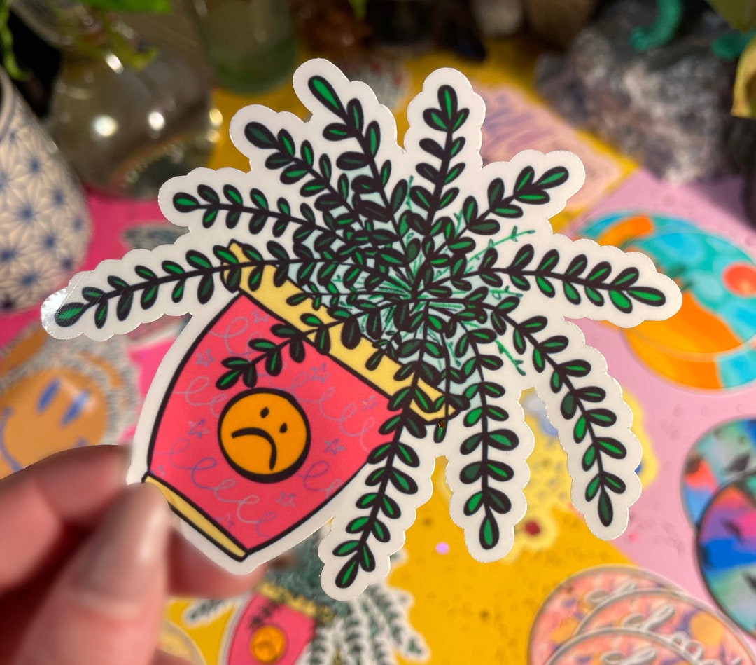Sad House Plant Vinyl Sticker - Etsy
