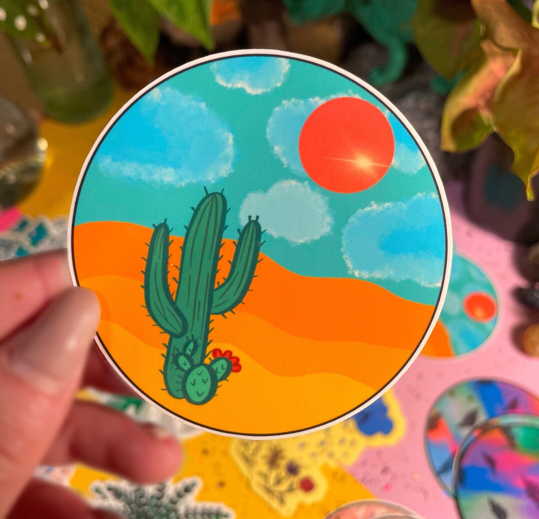 Desert Cactus Sunset Vinyl Sticker - Etsy