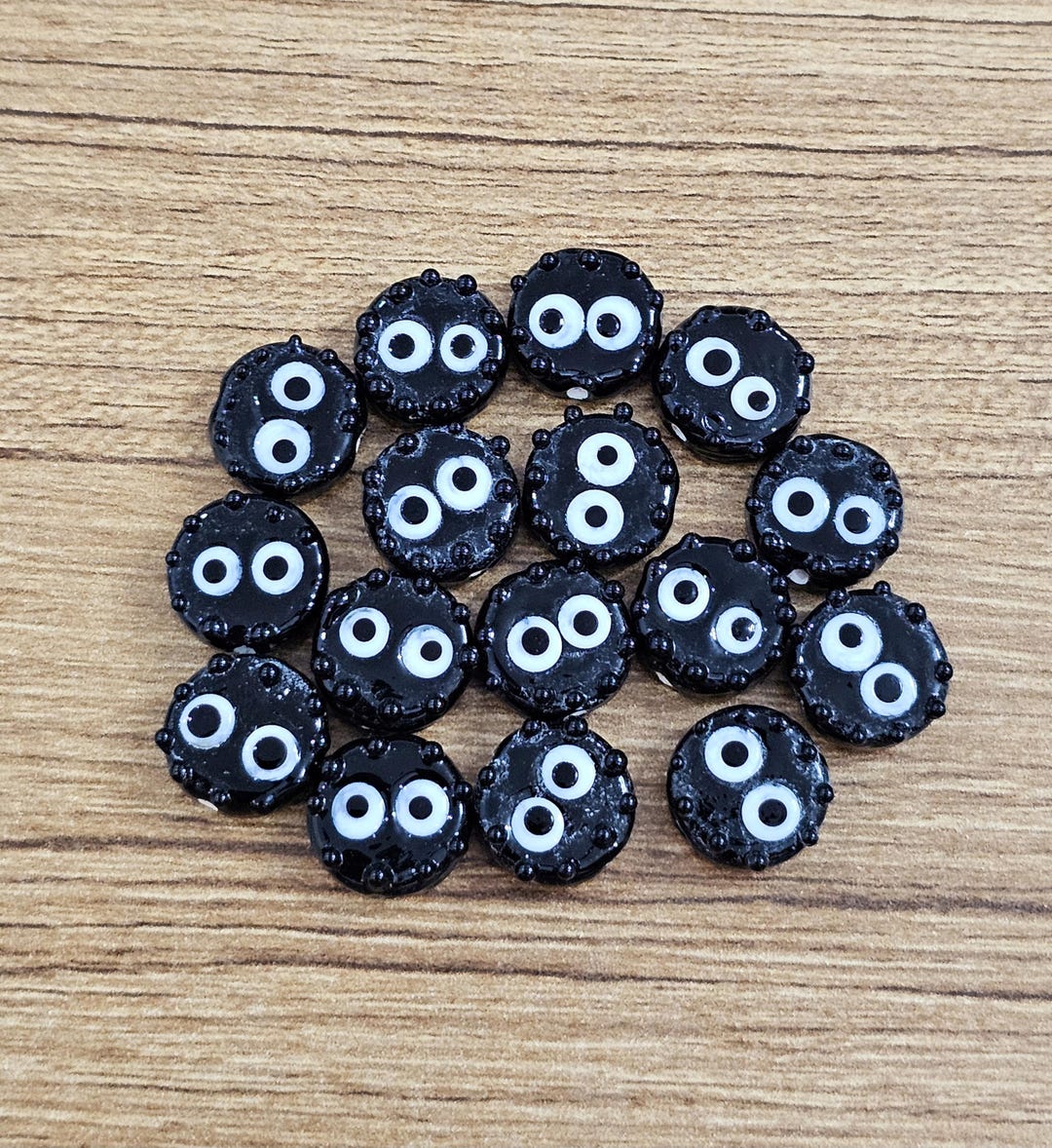8pc, Soot Sprites Glass Beads, Susuwatari Beads, Makkuro Kurosuke ...
