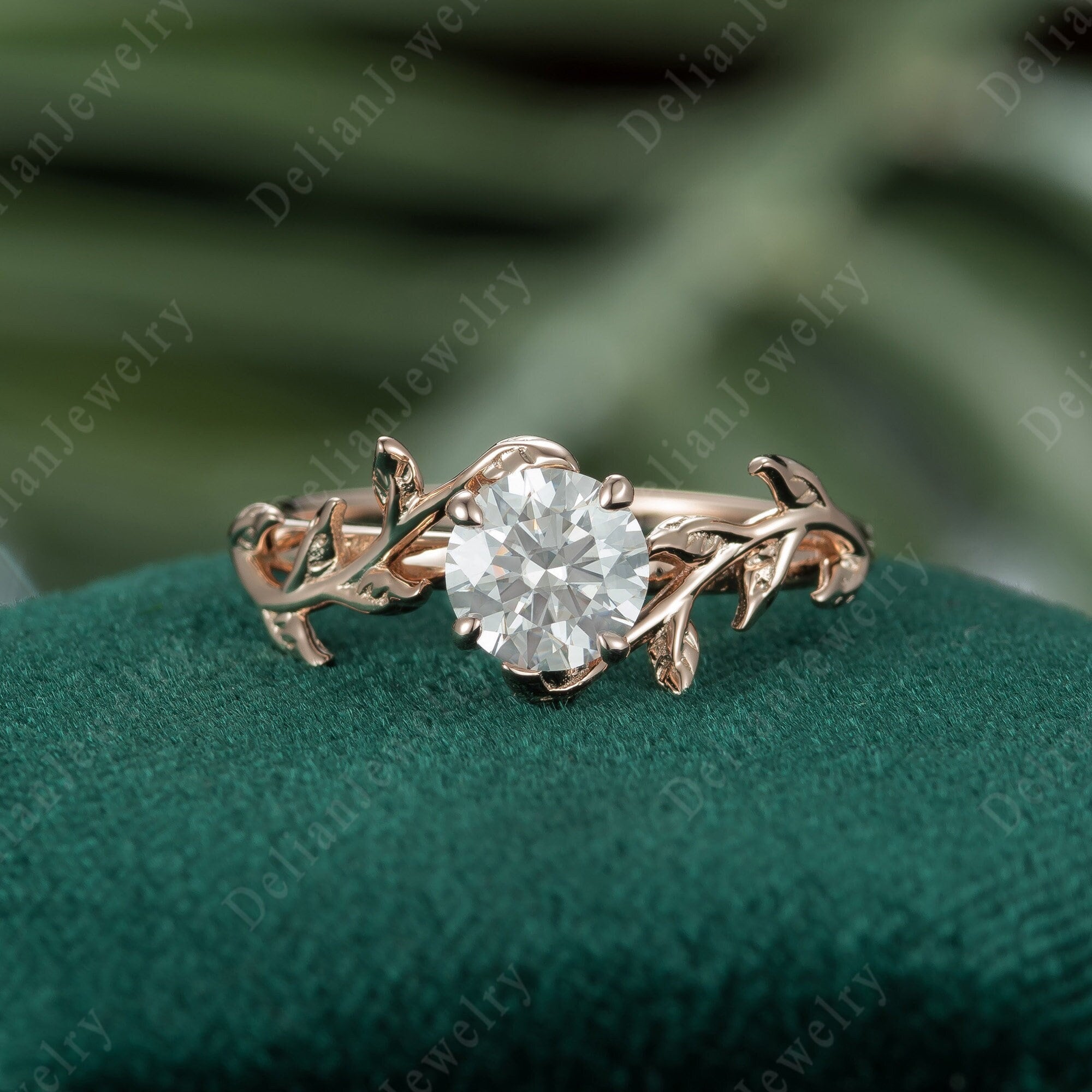Diamond Leaf Engagement Ring