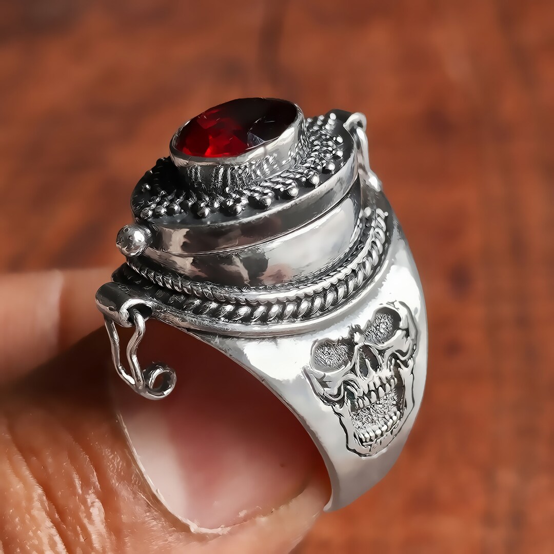 Skull Secret Compartment Medieval Silver Box Historical Container ...