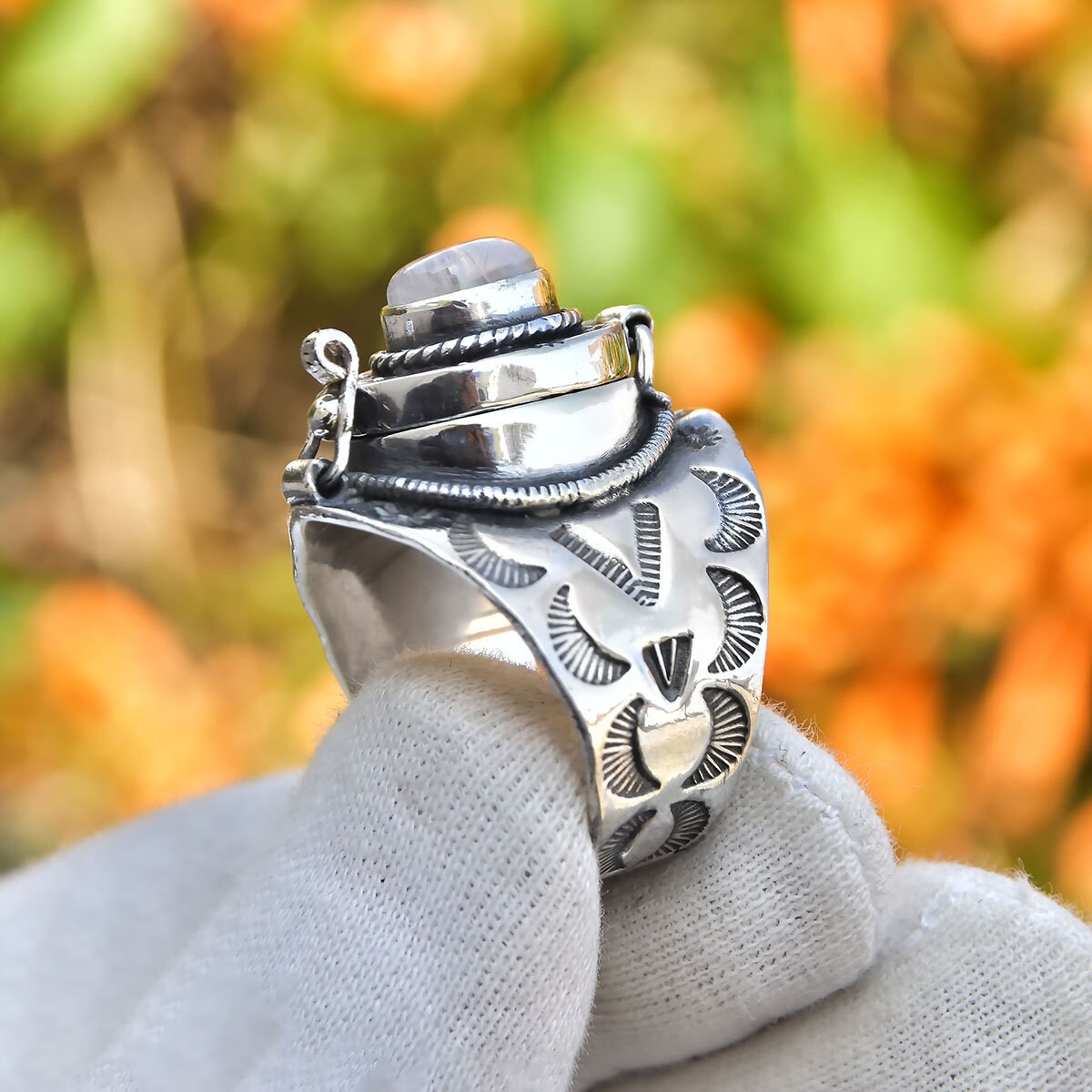 Poison Ring , Snuff Ring , Openable Ring , Silver Box Ring , Oval Stone ...