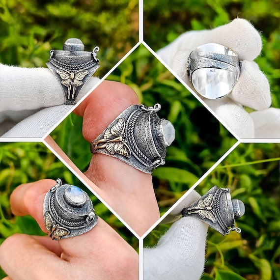 Poison Ring Adjustable Moth Ring Openable Ring Silver - Etsy