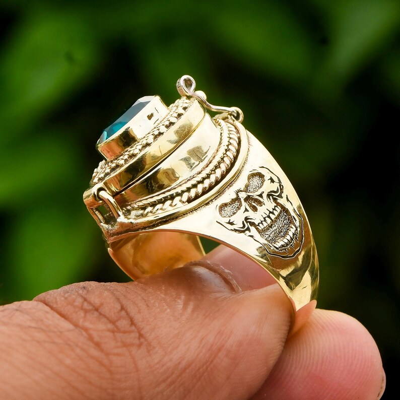 Skull 18K Gold Plated Brass Secret Compartment Medieval Silver Box ...