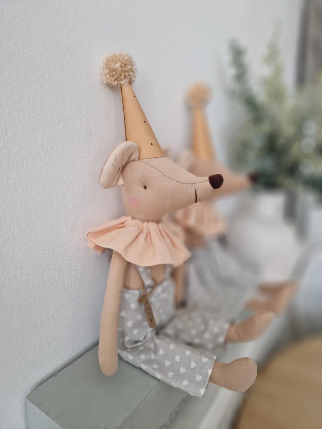Stuffed Mouse Doll, Cotton Decor, Animal Nursery Art, Baby Shower Gift ...