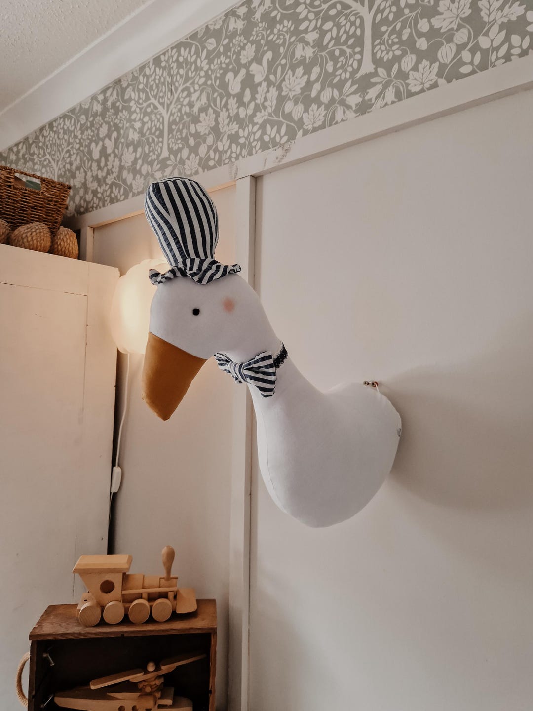 Wall Mount Cotton Duck Head, Circus Duck Stuffed Animal, Plush Baby ...