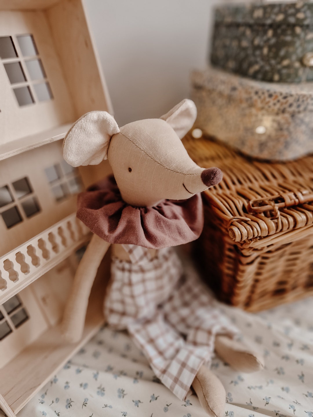 Mouse Nursery Decor, Stuffed Mouse Doll, Mice Pretending Play, Animal ...