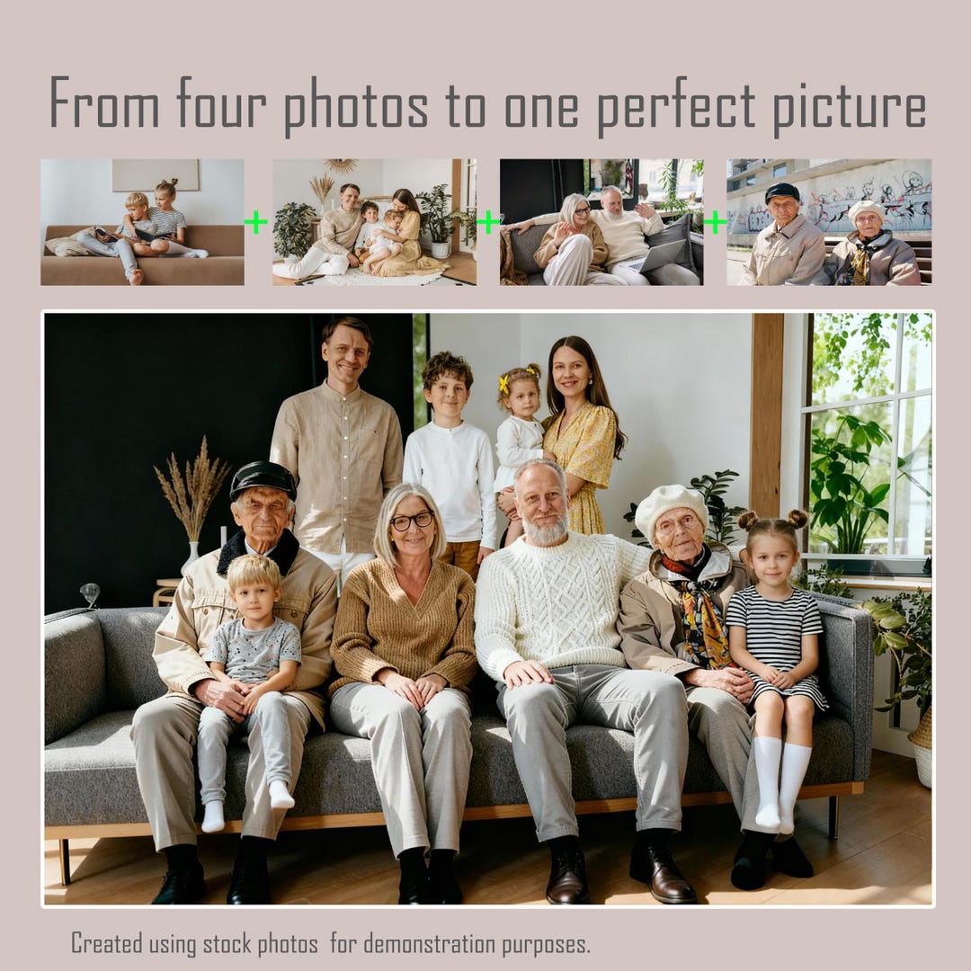 Custom Photo Merge, Add Person to Picture, Memorial Gift (digital Art ...