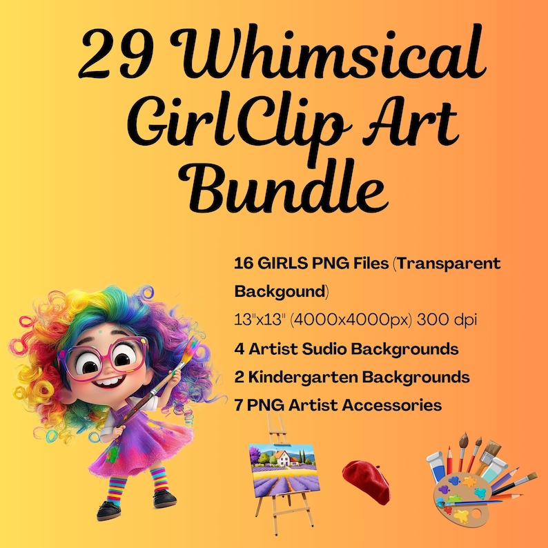 29 Whimsical Girl Clipart Bundle, PNG Files, Quirky Digital Art ...
