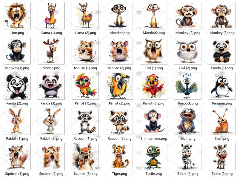 Watercolor Woodland Animal Clipart Bundle: Safari Art PNG (digital ...