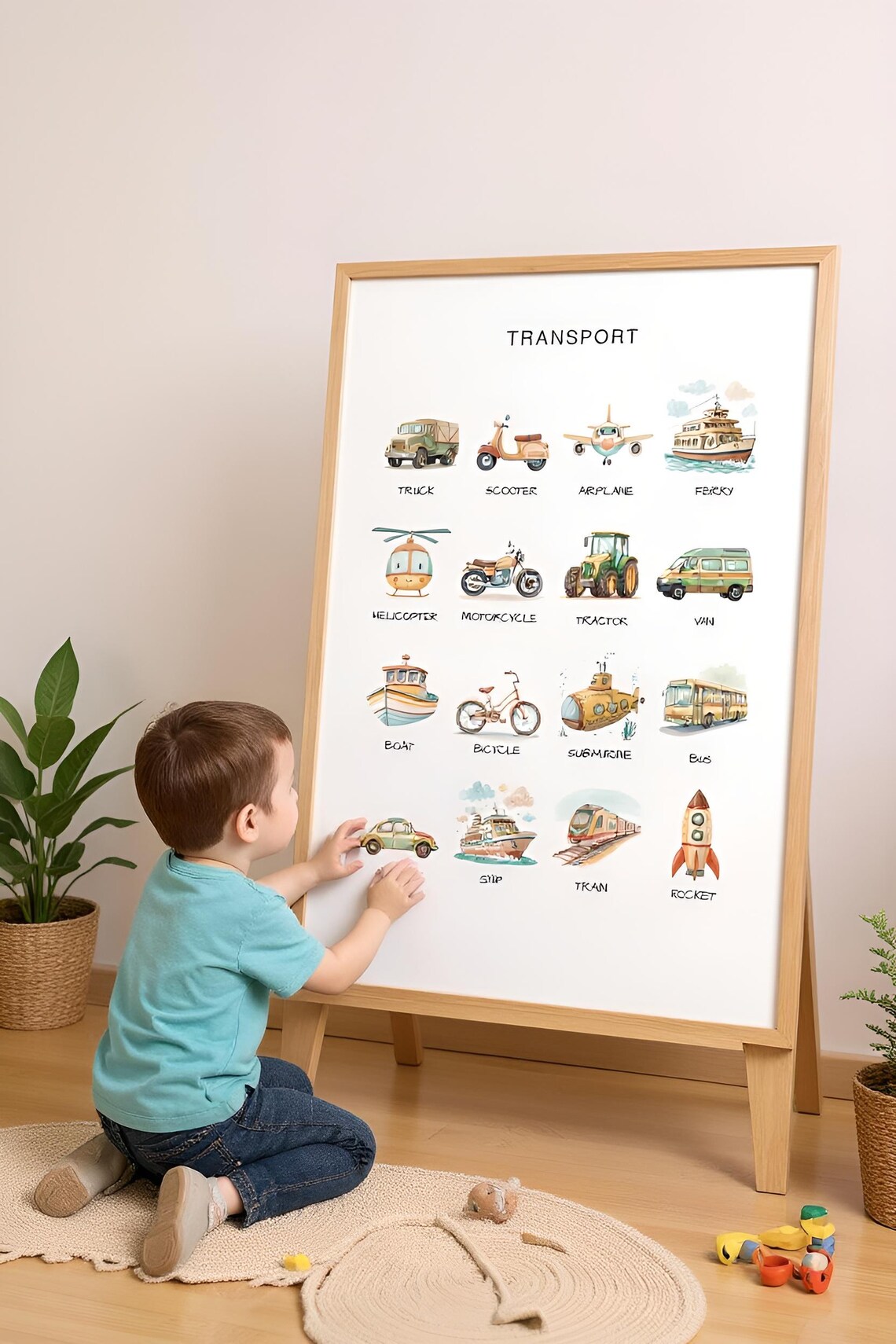 Transportation Poster for Kids – Preschool Vehicles Chart • Montessori ...