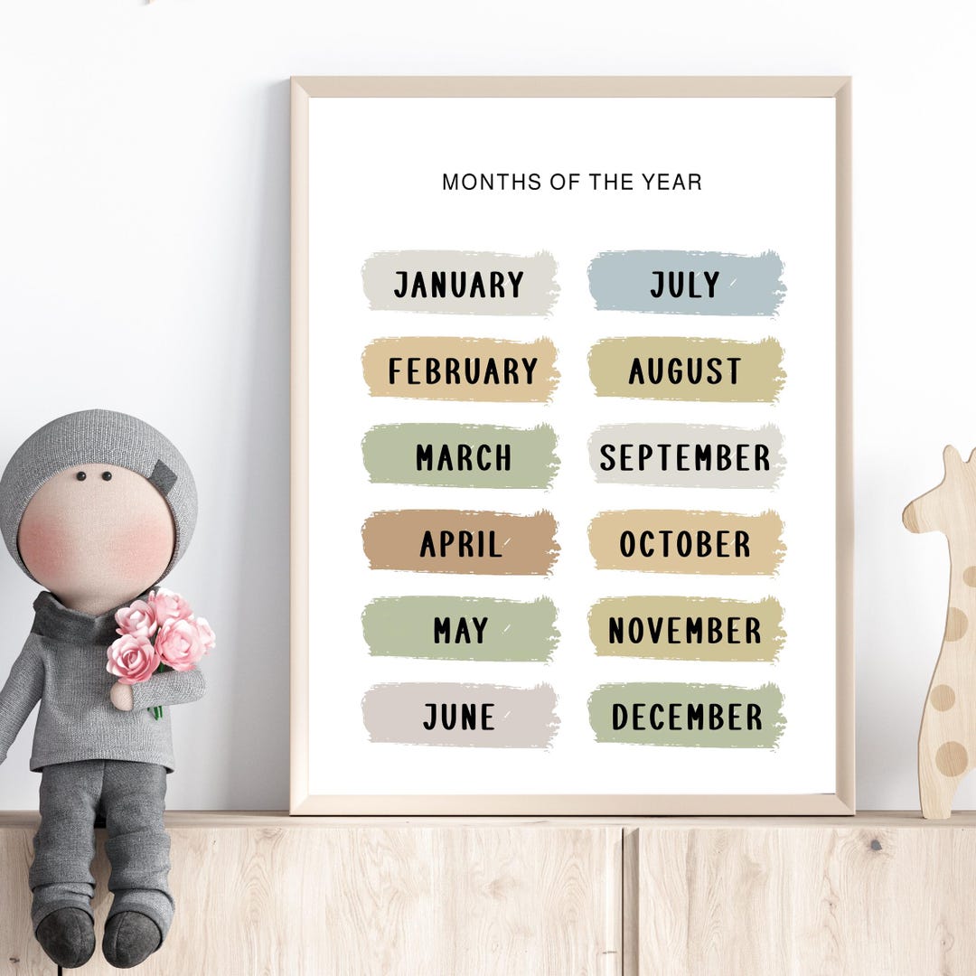 Months of the Year Poster: Earth Tone Montessori Calendar (digital ...