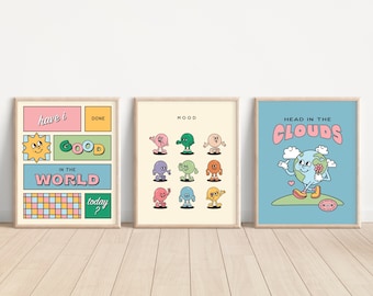 Retro Poster Set of 3, Trendy Wall Decor, Retro Classroom Posters ...