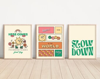 Retro Poster Set of 3, Trendy Wall Decor, Retro Classroom Posters ...