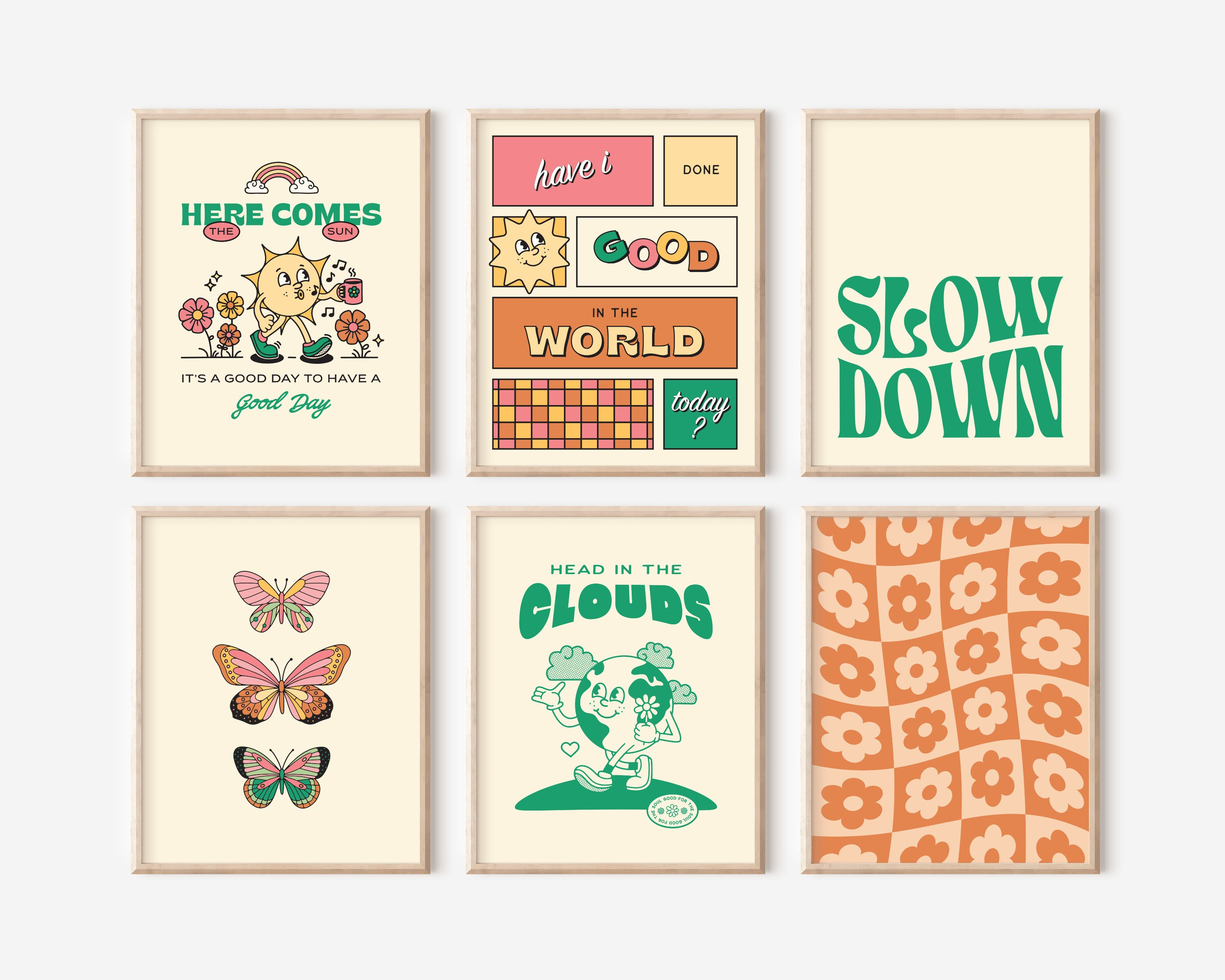 Retro Gallery Set of 6 Prints, Retro Poster Set, Classroom Wall Decor ...