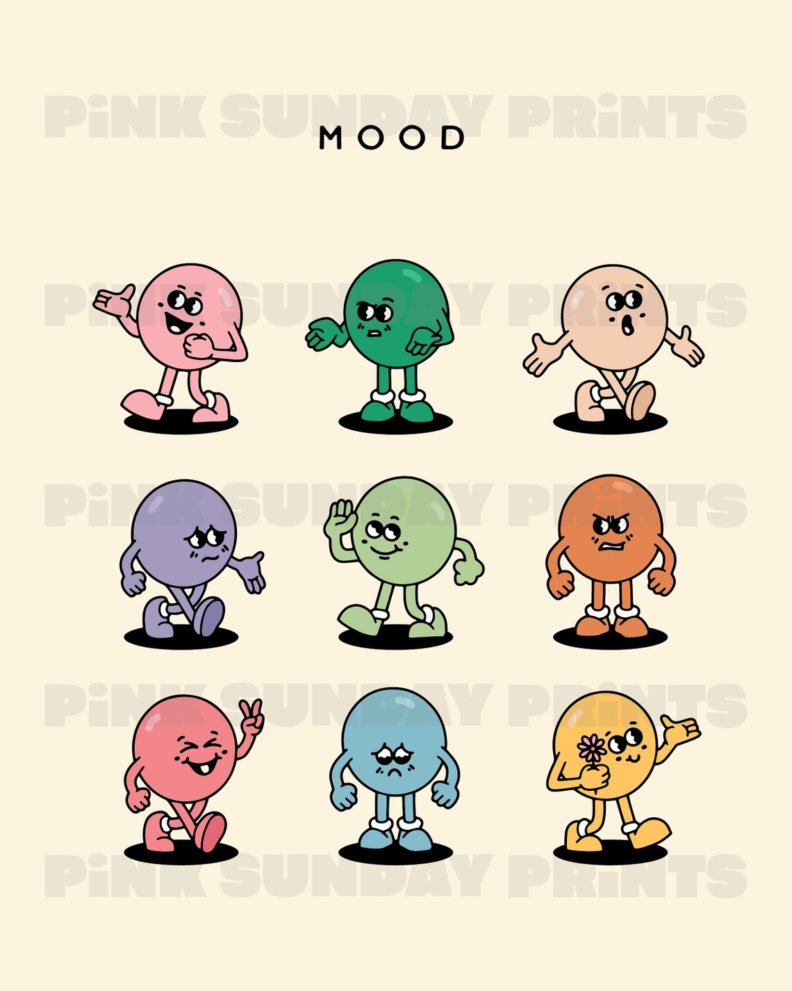 Retro Emotions Wall Print Quote Mood Poster Digital Download - Etsy