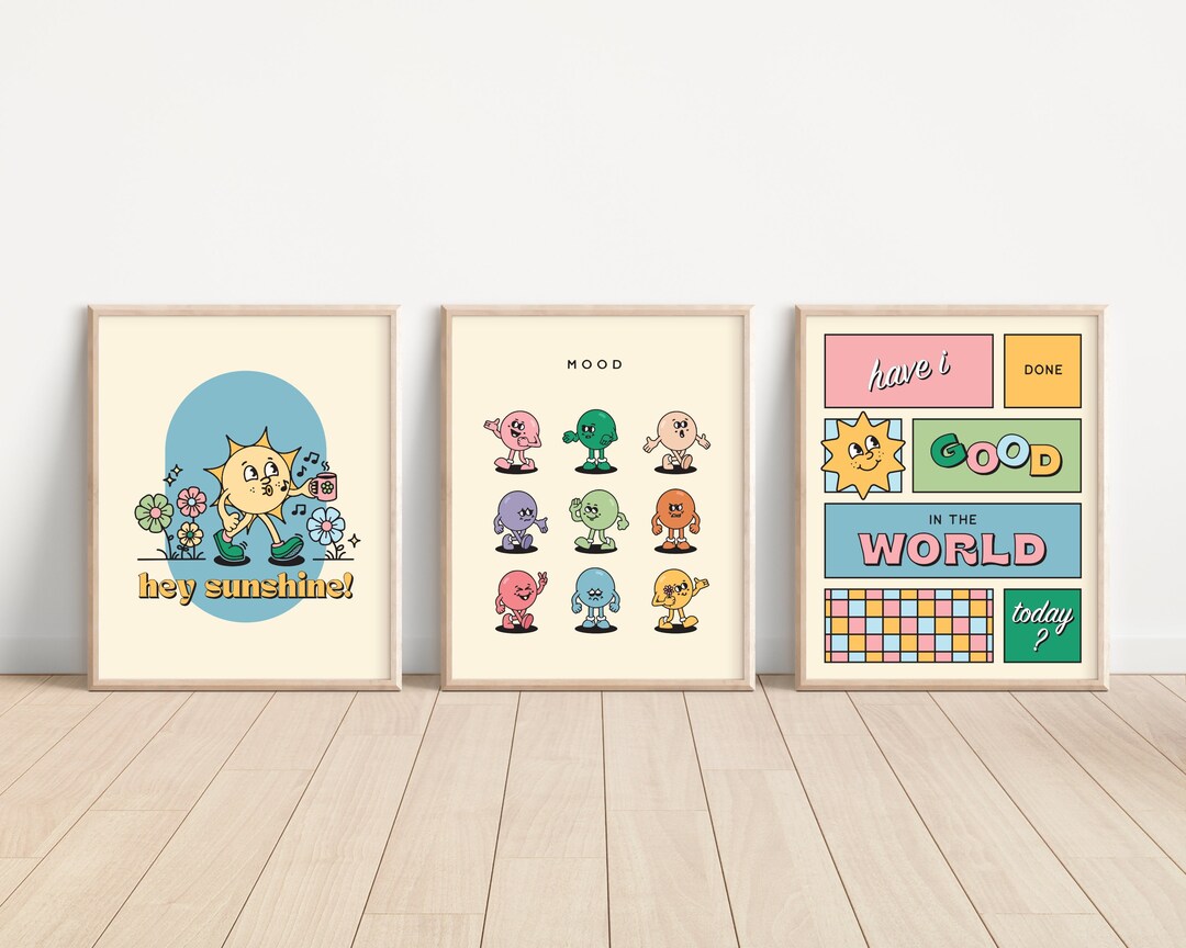 Retro Poster Set of 3, Trendy Wall Decor, Retro Classroom Posters ...