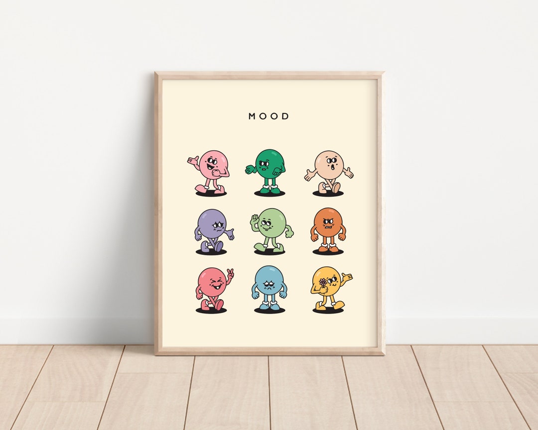 Retro Emotions Wall Print Quote, Mood Poster, Digital Download Print ...