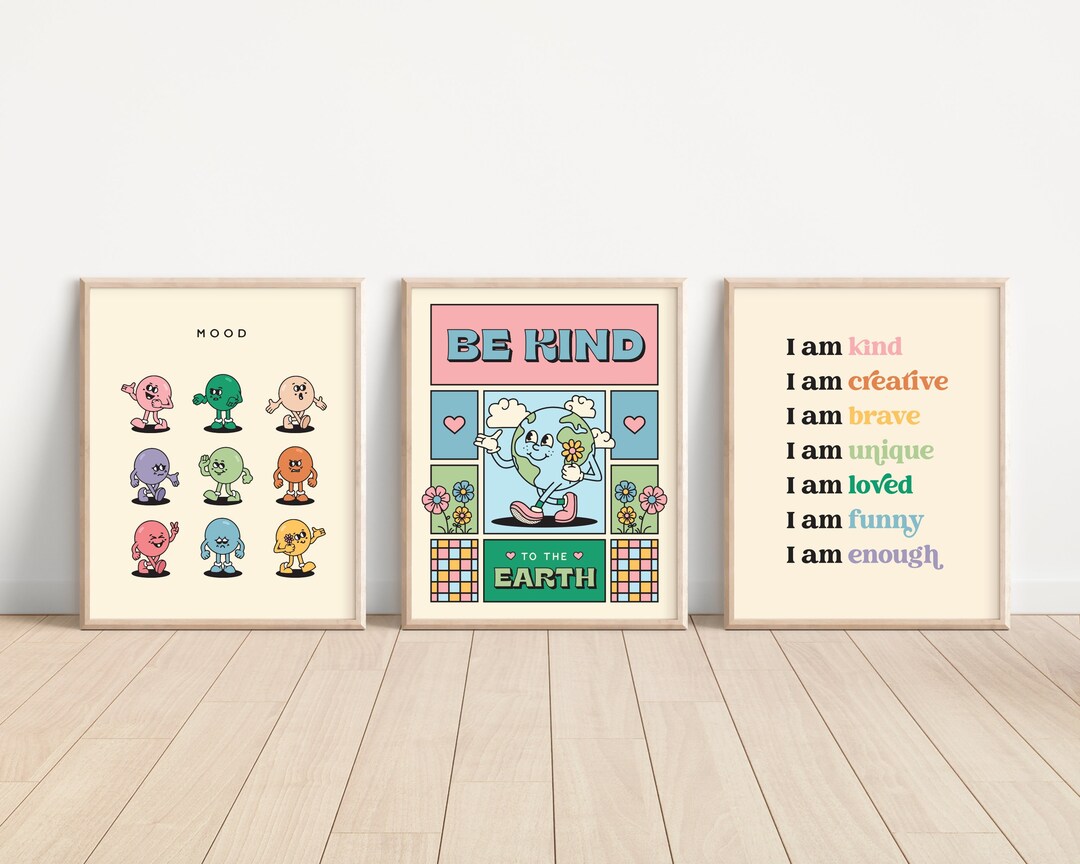 Retro Poster Set of 3, Trendy Wall Decor, Retro Classroom Posters ...