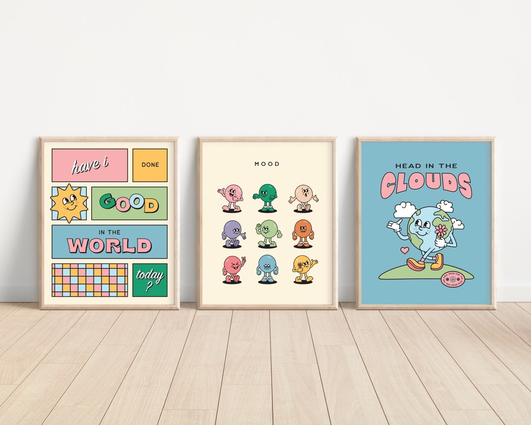 Retro Poster Set of 3, Trendy Wall Decor, Retro Classroom Posters ...