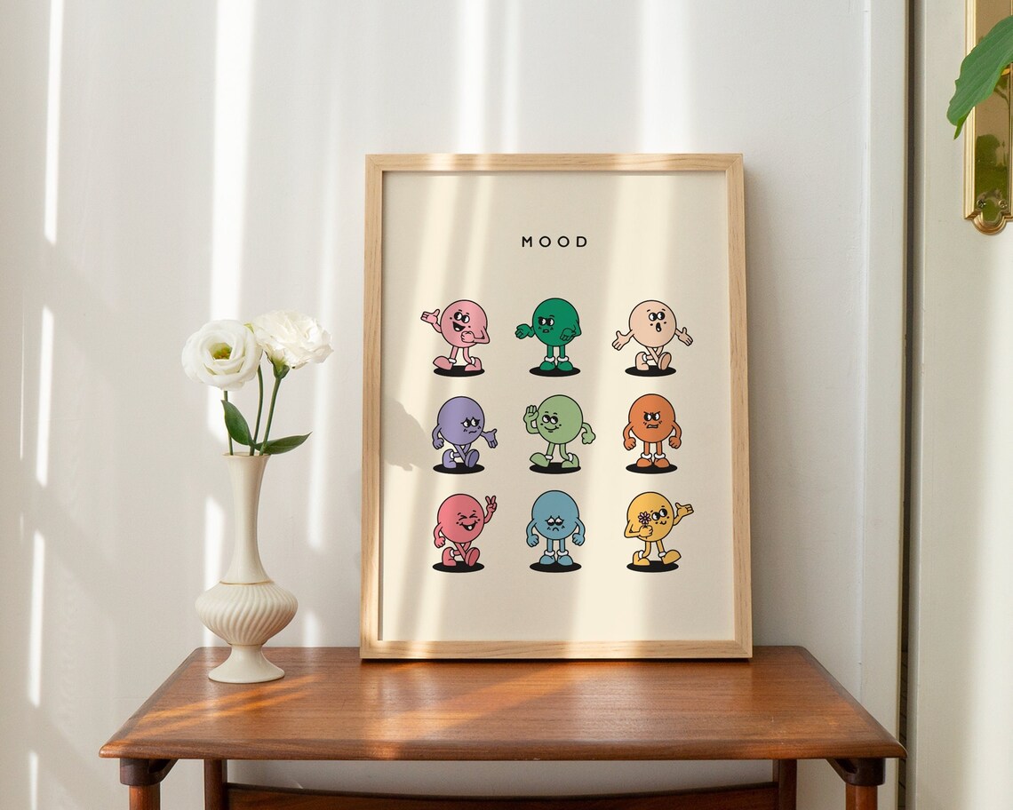 Retro Emotions Wall Print Quote Mood Poster Digital Download - Etsy
