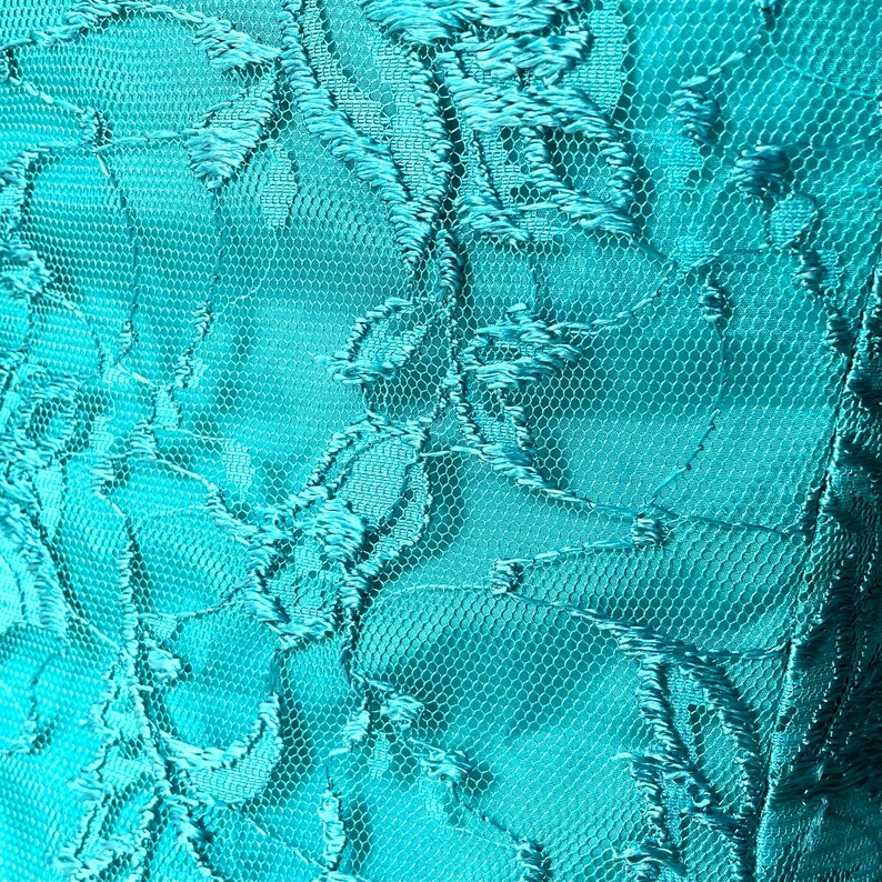 80s Lace Mermaid Turquoise Puff Sleeve Prom Dress - Etsy