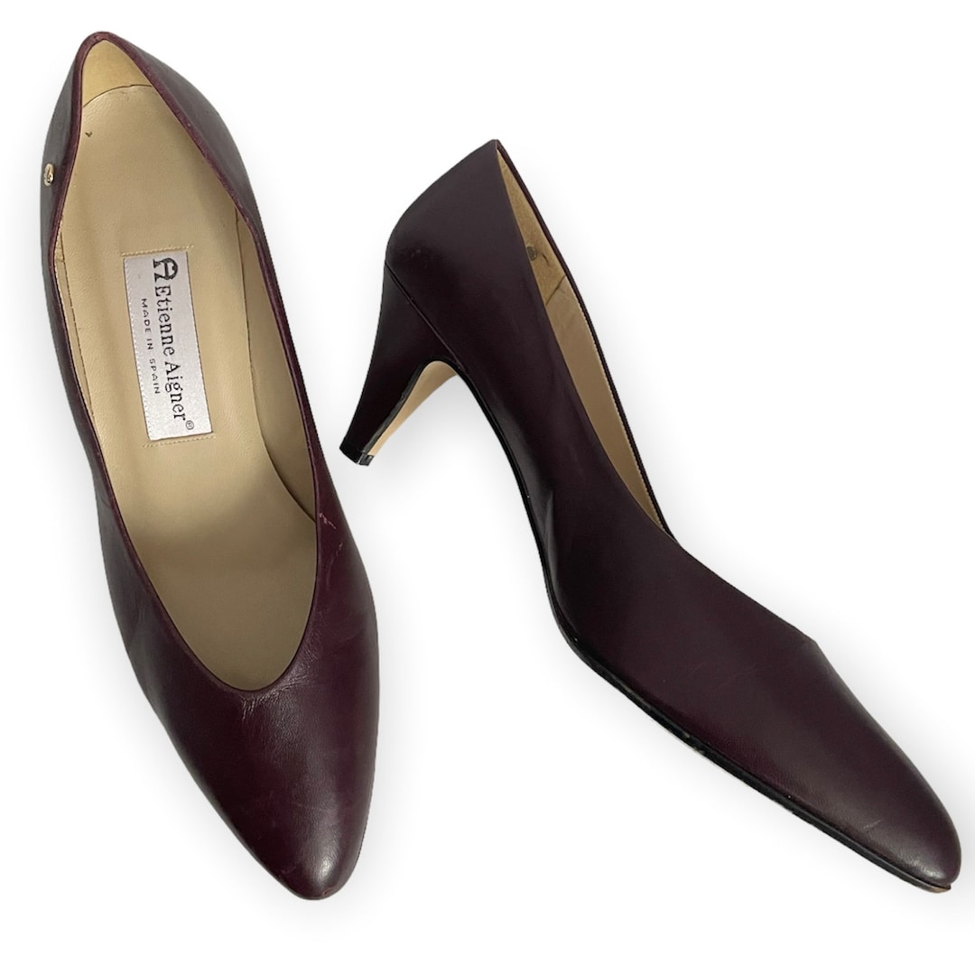 Etienne Aigner Vintage Brown Leather Pumps - Etsy