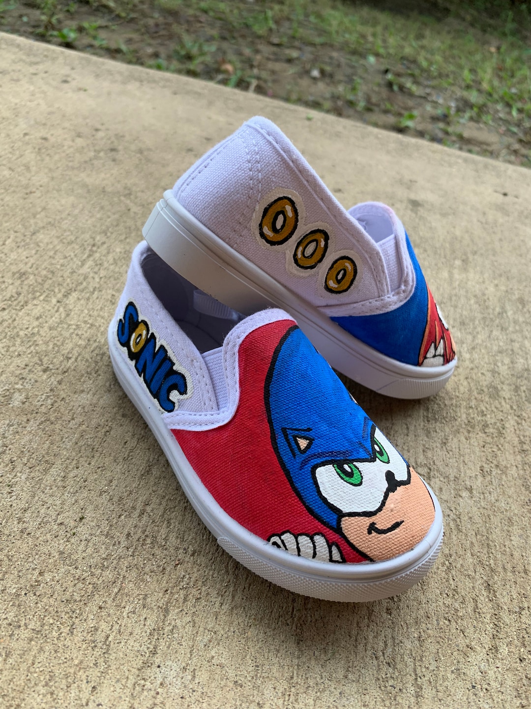 Sonic the Hedgehog, Hand Painted Painted Shoes, Custom Kids Shoes ...