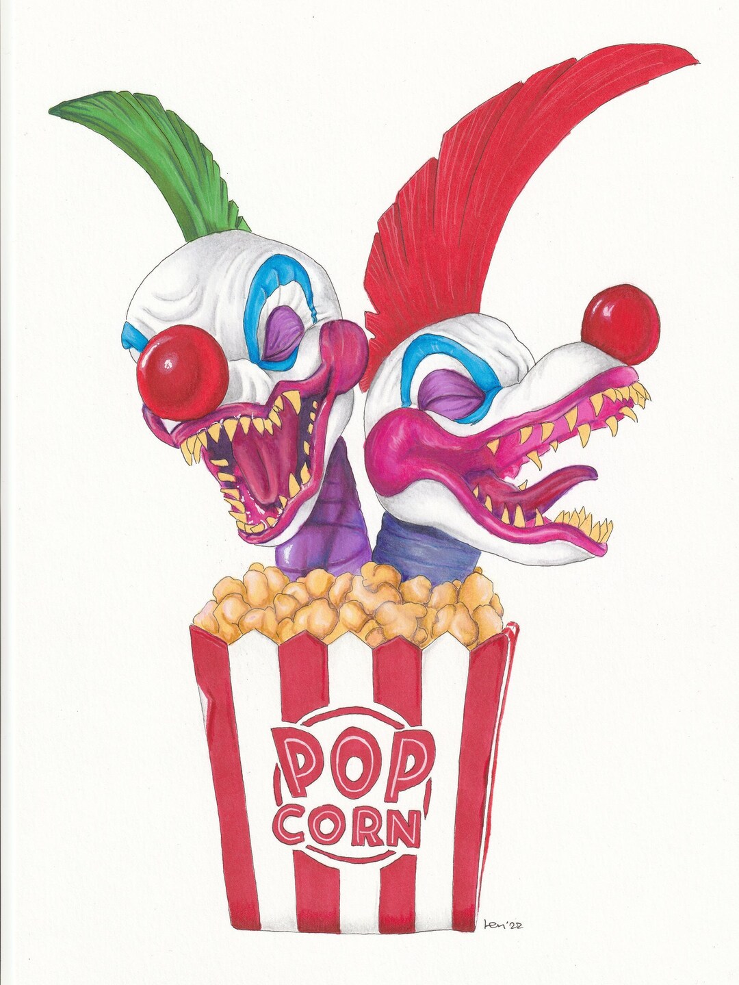 Killer Kowns From Outerspace Popcorn Drawing - Etsy
