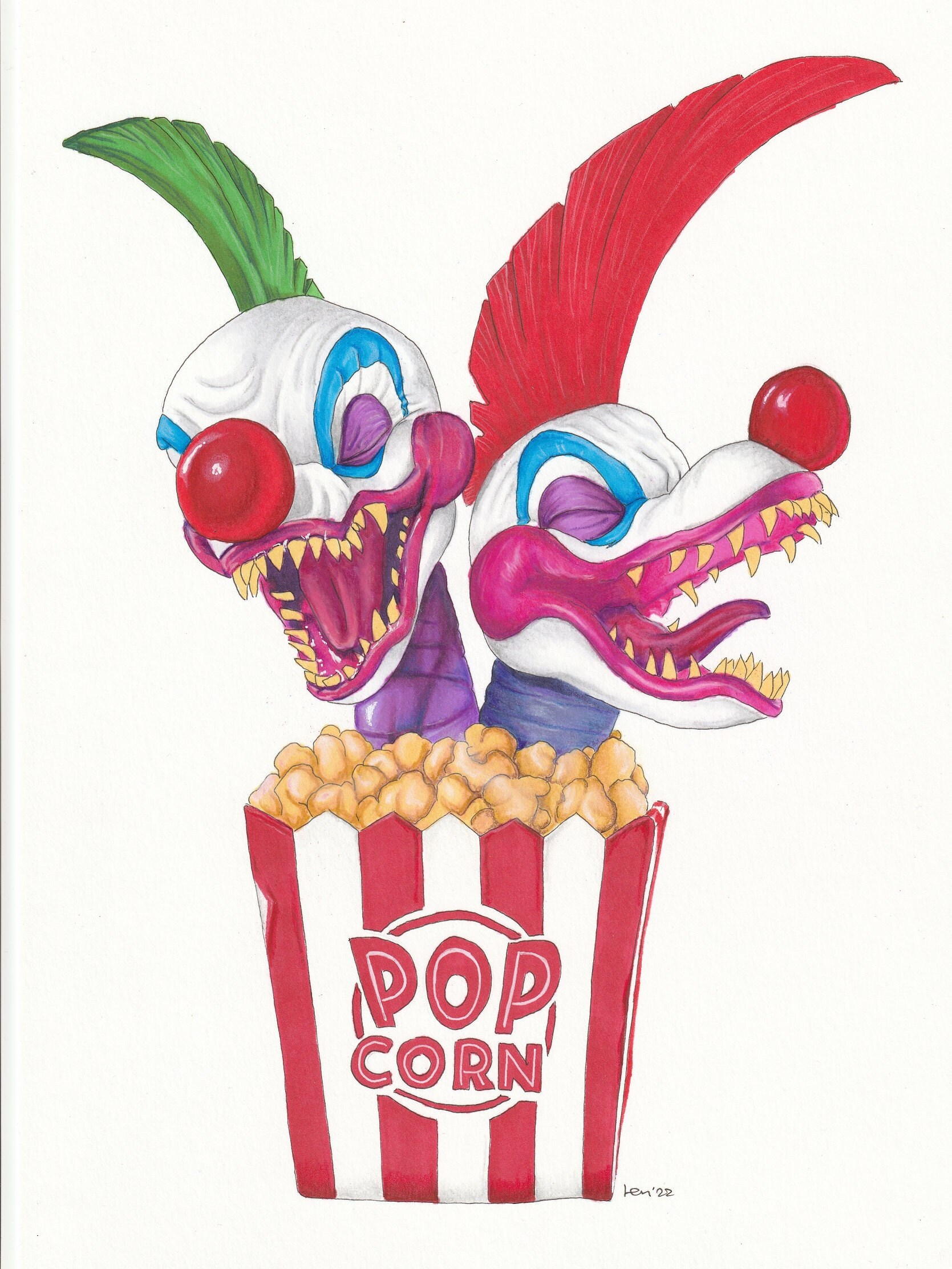 Killer Kowns From Outerspace Popcorn Drawing - Etsy