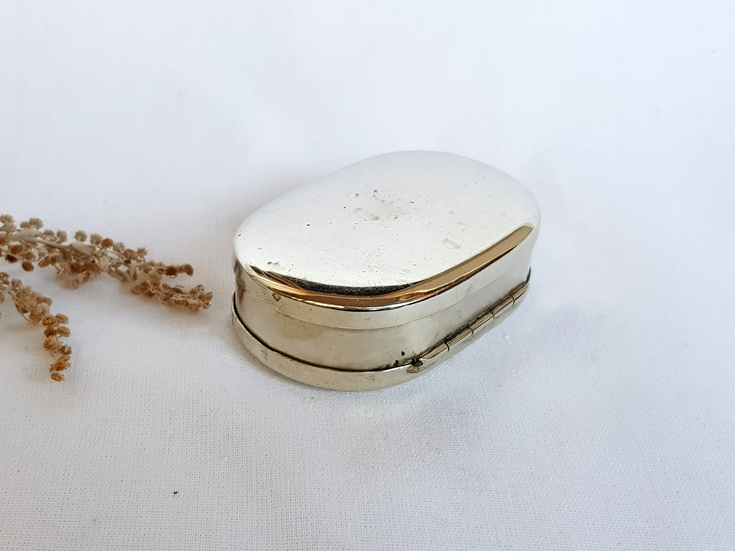 Snuff Box. Antique Swedish Double Lidded Snuff Box With Mirror. Vintage ...