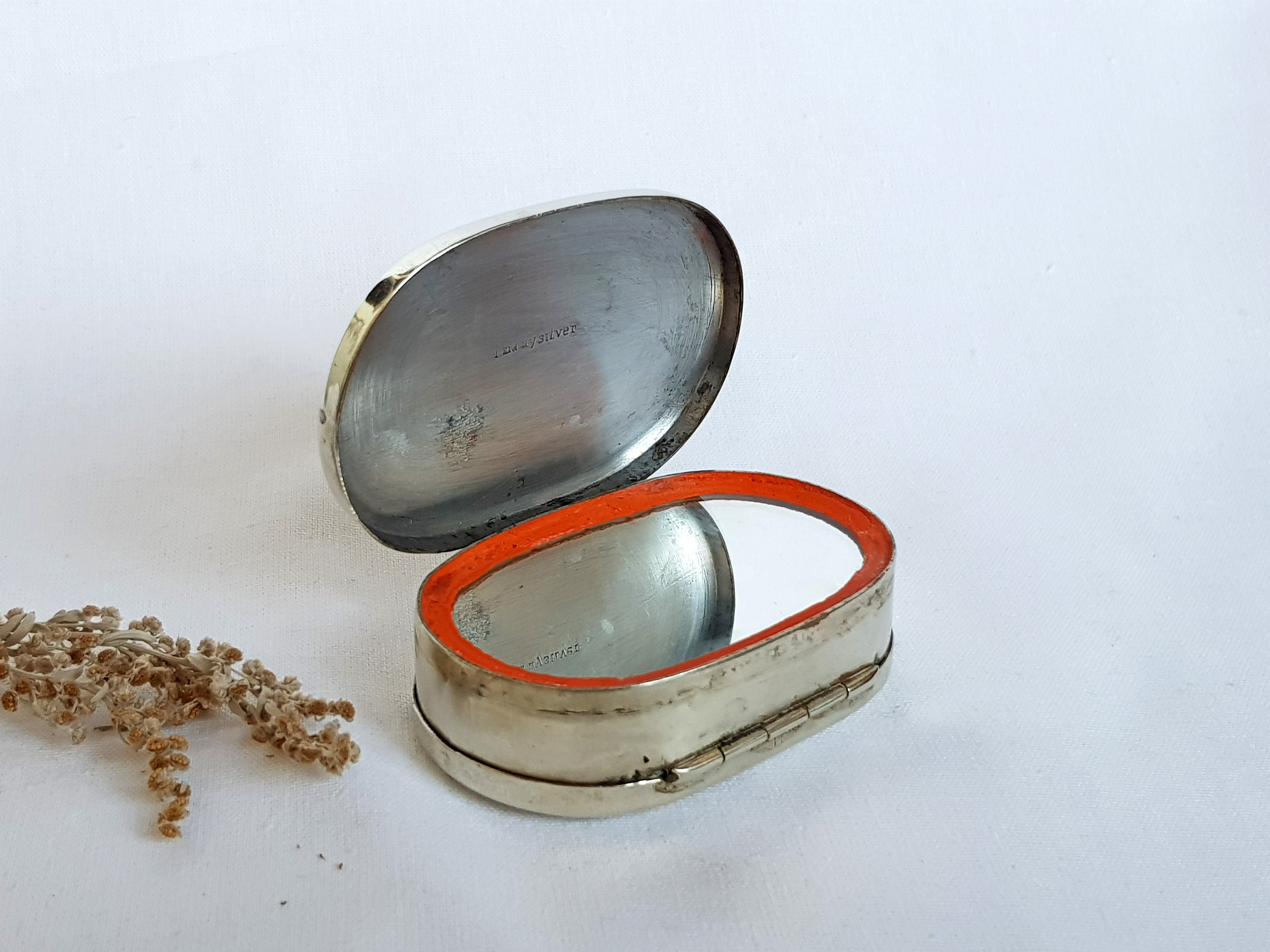 Snuff Box. Antique Swedish Double Lidded Snuff Box With Mirror. Vintage ...