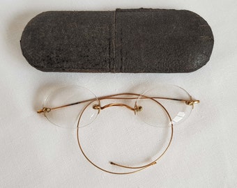 Vintage Eyeglasses. Golden Color Glasses Frame. Antique Eyeglasses in ...